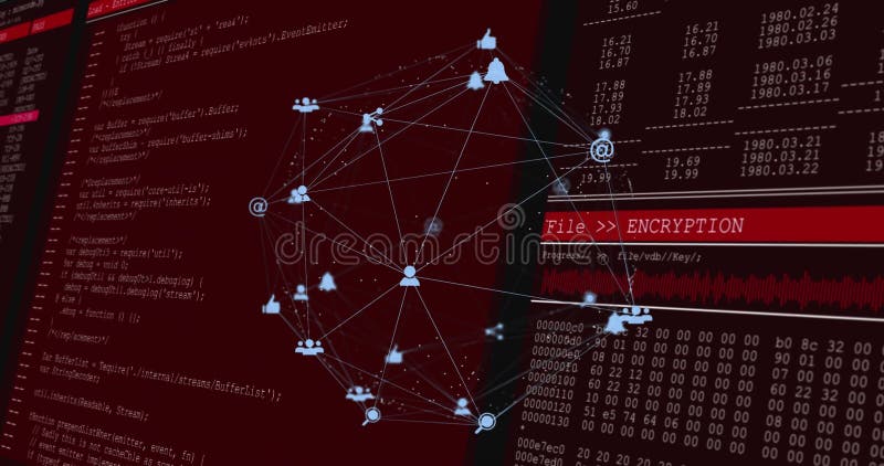 Processing Encryption Data, Digital Code Background with Network of Connections Stock Video ...