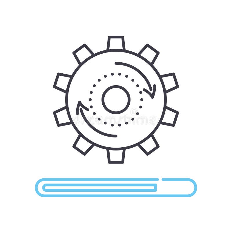 Processing File Line Icon, Outline Symbol, Vector Illustration, Concept ...