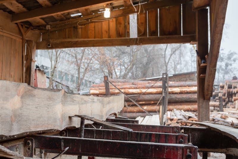 Processing and Harvesting Boards at the Old Sawmill. Timber Industry ...