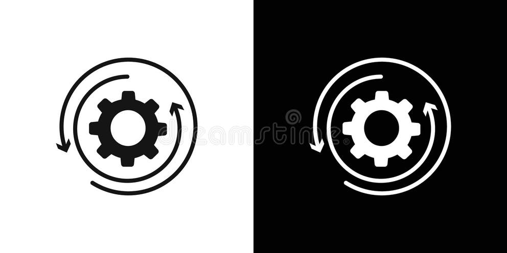Processing Icon Flat Vector Set Outline Stock Vector - Illustration of ...