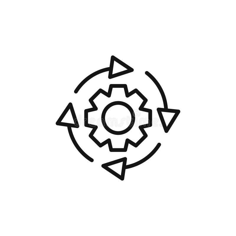 Processing Icon Outline Collection in Black Stock Vector - Illustration ...