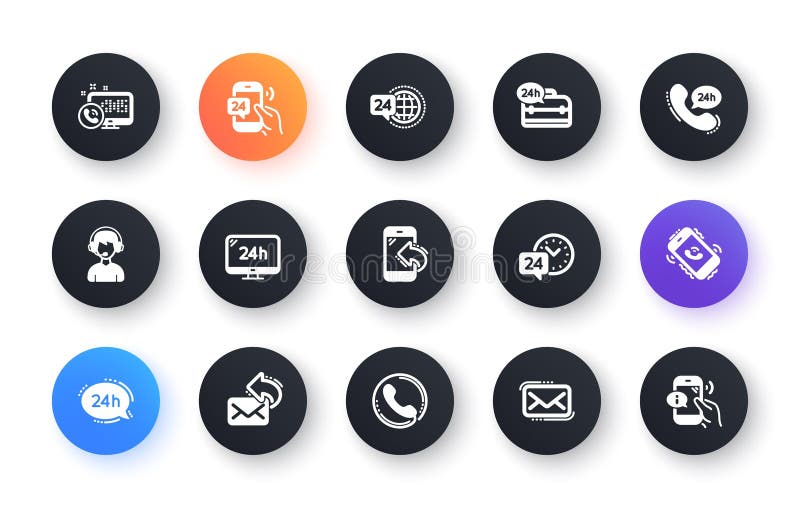 Processing Icons. Call Center, Support and Chat Message. Classic Icon ...