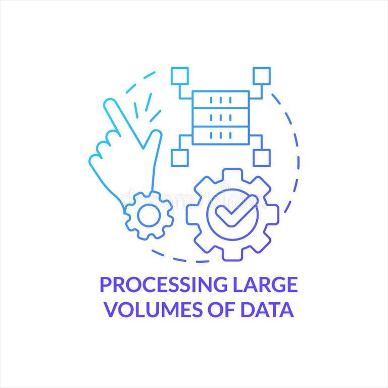 Processing Large Volumes of Data Blue Gradient Concept Icon Stock Vector - Illustration of tool ...