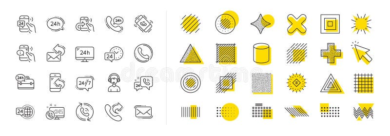 Processing Line Icons. Set of Callback, Support and Chat Message ...