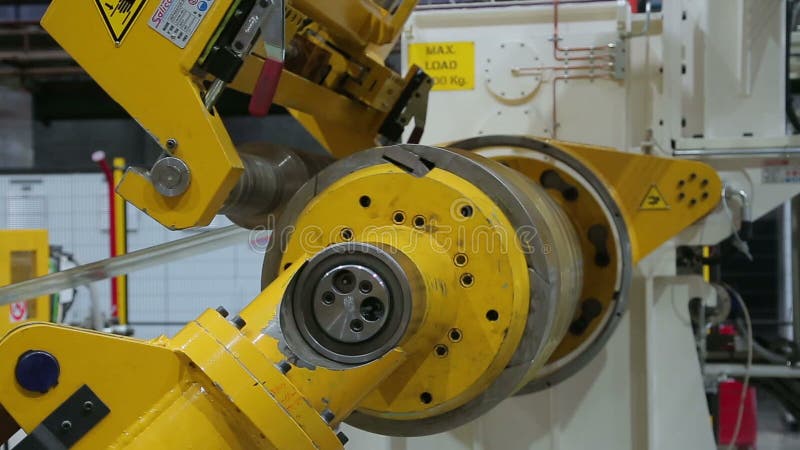 The Line for Machining of a Roll of Sheet Metal Stock Footage - Video ...