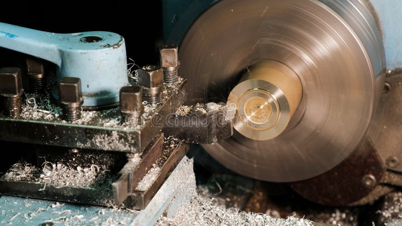 Processing of Metal Billets on a Lathe Stock Image - Image of ...