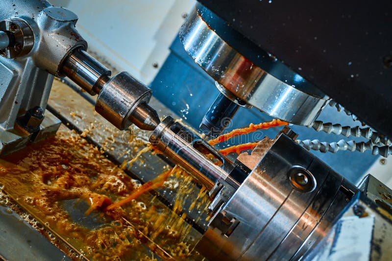 Processing Metal Detail with Lathe Machine Tool in Workshop Stock Image - Image of equipment ...