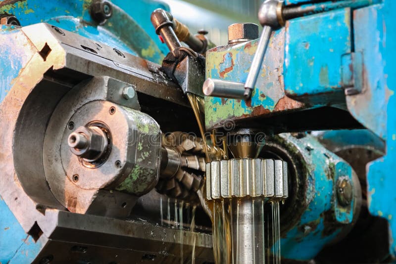 Processing of Metal Detail on the Old Machine Stock Image - Image of ...