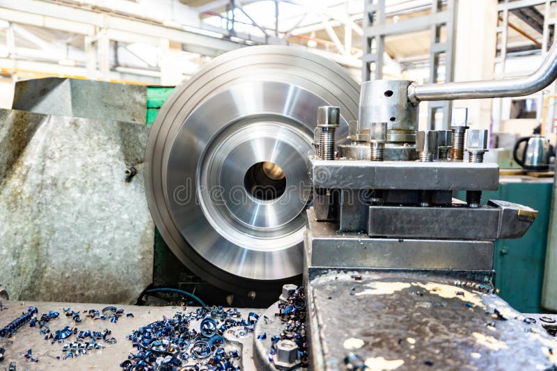 Processing of Metal on the Machine. Turning Work in Production. Stock ...