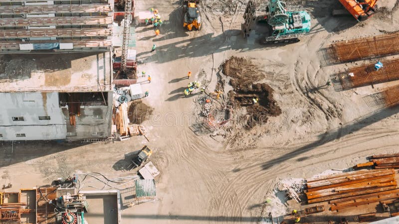 Processing of Metal Structures Building Skeleton at Construction Site ...