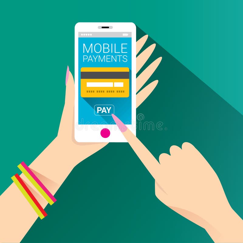 Smartphone Processing of Mobile Payments Stock Vector - Illustration of holding, paypass: 66407092