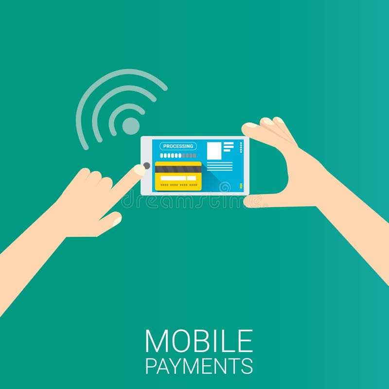 Smartphone Processing of Mobile Payments Stock Vector - Illustration of ...