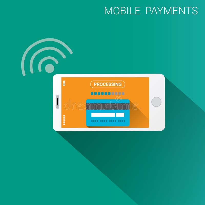 Smartphone Processing of Mobile Payments Stock Vector - Illustration of ...