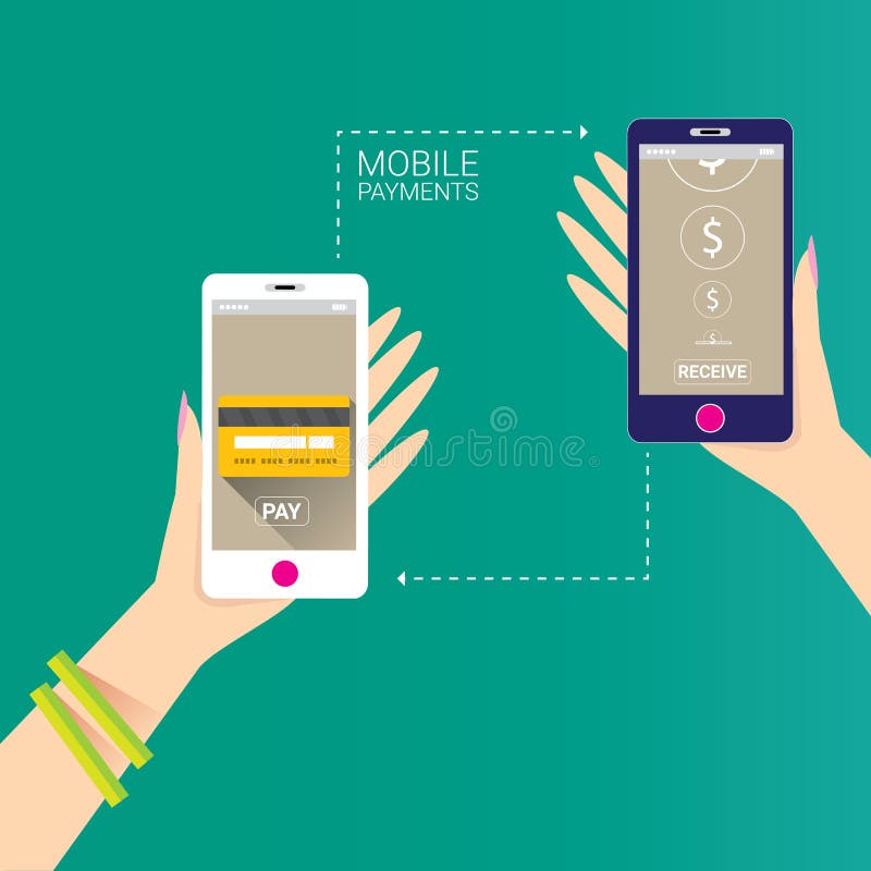 Processing of Mobile Payments Stock Vector - Illustration of hand ...
