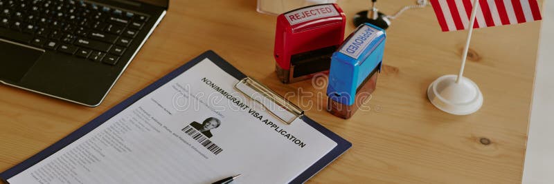 Processing Nonimmigrant Visa Application with Official Stamps Stock ...