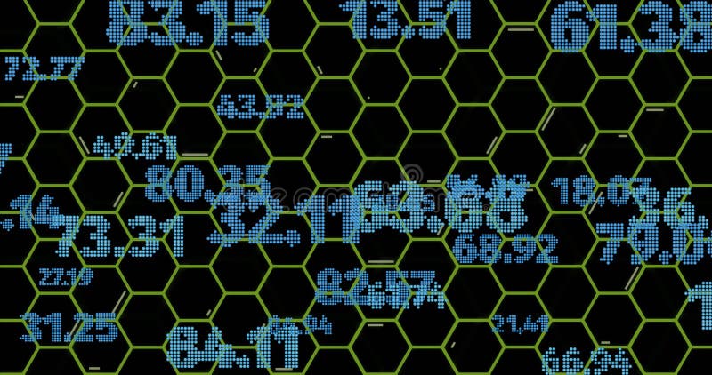 Processing Numerical Data On Hexagonal Grid Animation Stock Footage