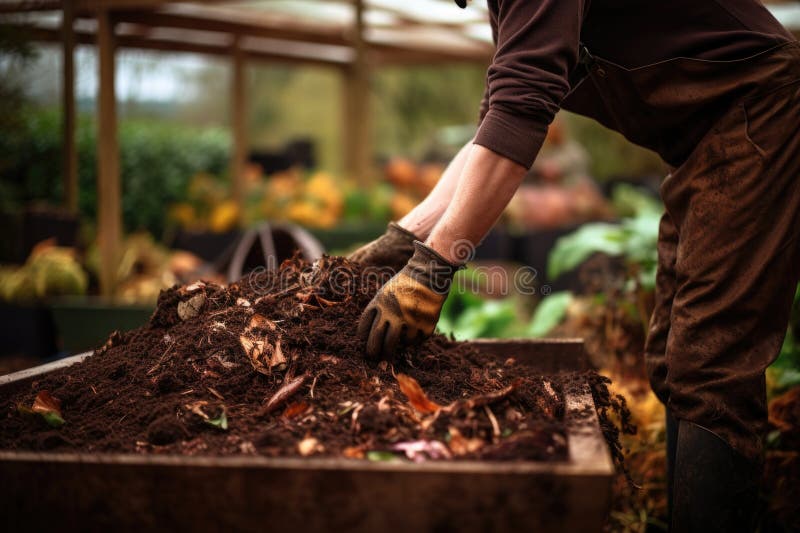 Processing of Organic Waste, Compost Preparation Stock Illustration ...