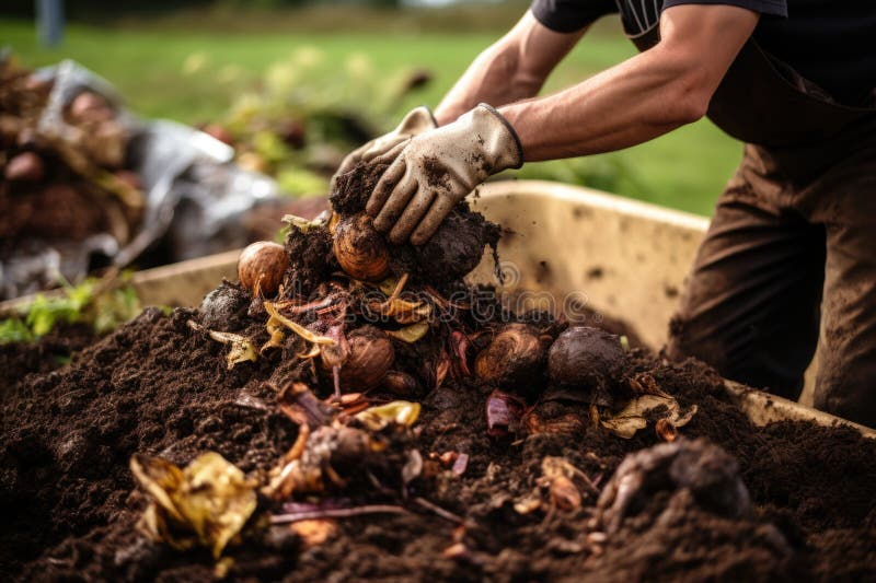 Processing of Organic Waste, Compost Preparation Stock Illustration ...