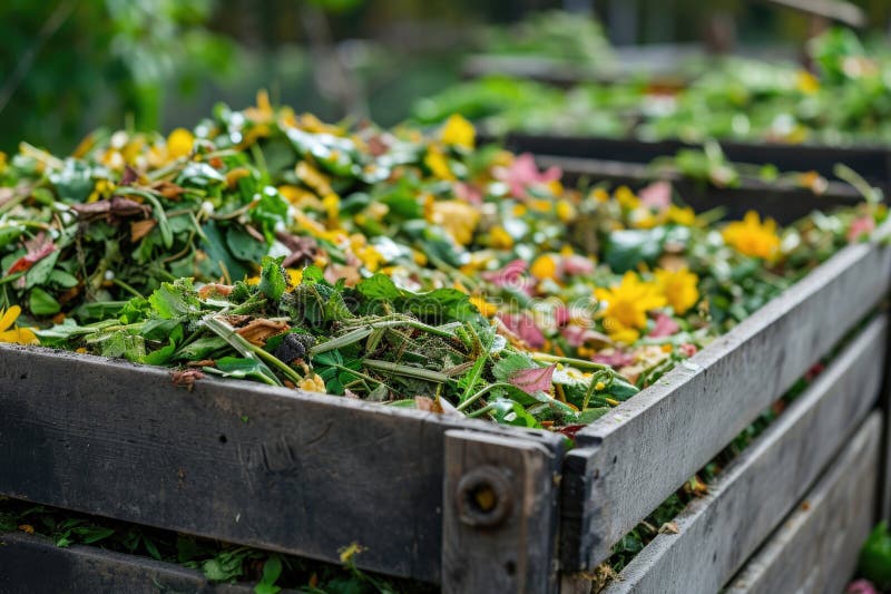 Processing of Organic Waste, Compost Preparation Stock Illustration ...