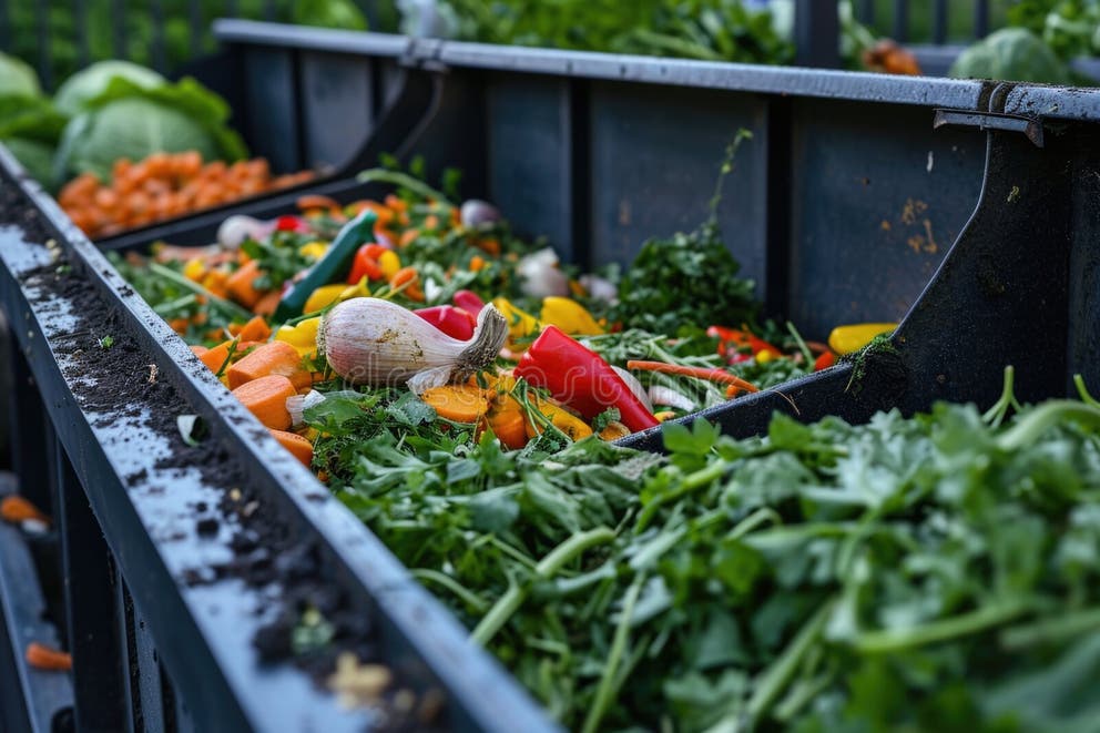 Processing of Organic Waste, Compost Preparation Stock Illustration ...