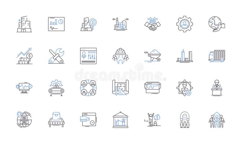Processing Organization Line Icons Collection. Efficiency, Automation ...