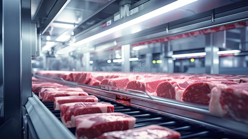 Processing Pack Meat Production Stock Illustration - Illustration of ...