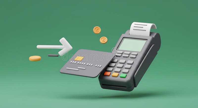 Processing Payment Transaction with Card and Terminal Illustration ...