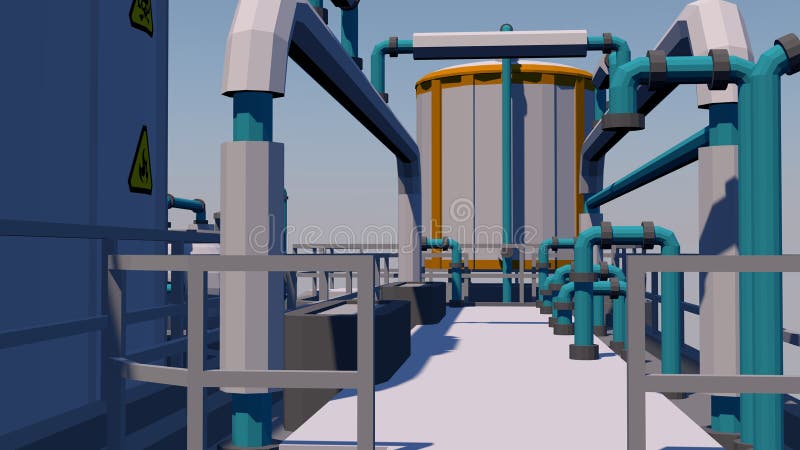 Processing Plant Equipment and Piping. 3D Rendering Stock Illustration ...