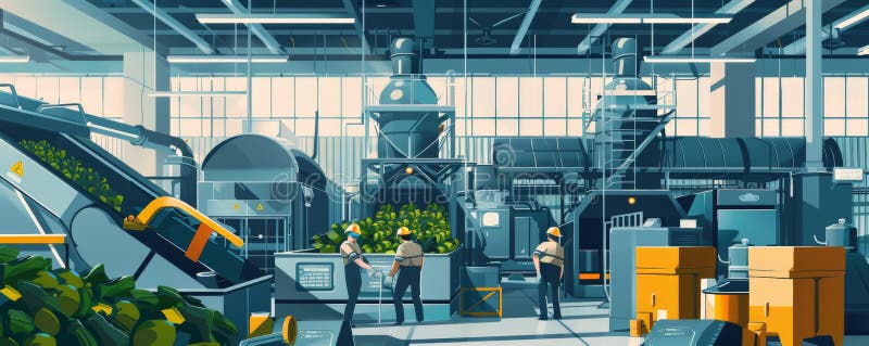 A Processing Plant for Organic Waste, with Large Composting Machines ...