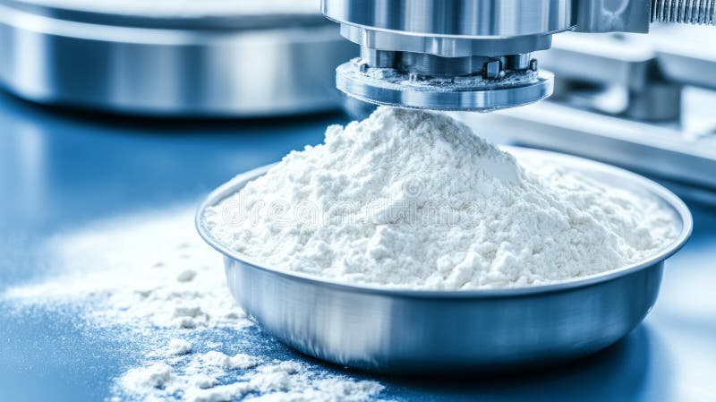 The Processing of Powder Material in an Industrial Setting Has a White ...