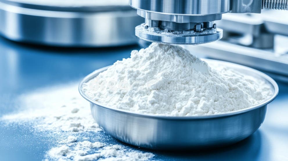 The Processing of Powder Material in an Industrial Setting Has a White ...