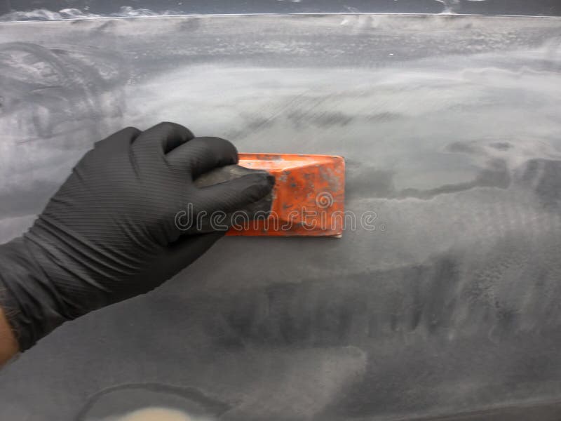 Processing of Putty with Hand Tools. Technology Stock Image - Image of ...
