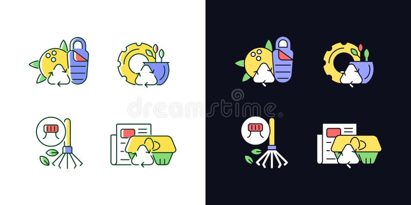 Processing Recycled Material Light and Dark Theme RGB Color Icons Set ... Processing Recycled Material Light and Dark Theme RGB Color Icons Set ...