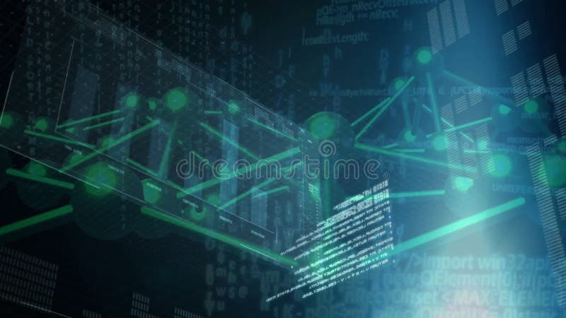 Processing Scientific Data Animation Over Green Molecular Structure