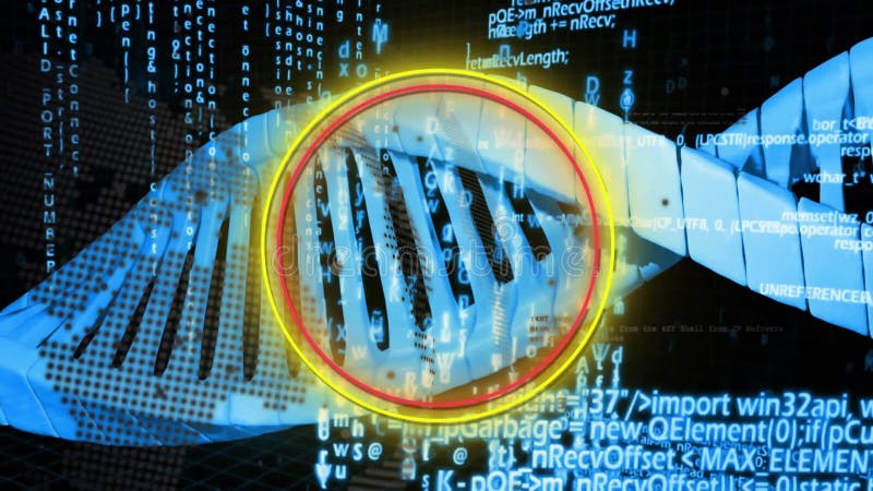 Processing Scientific Data Dna Strand With Binary Coding In Animation Form Stock Footage