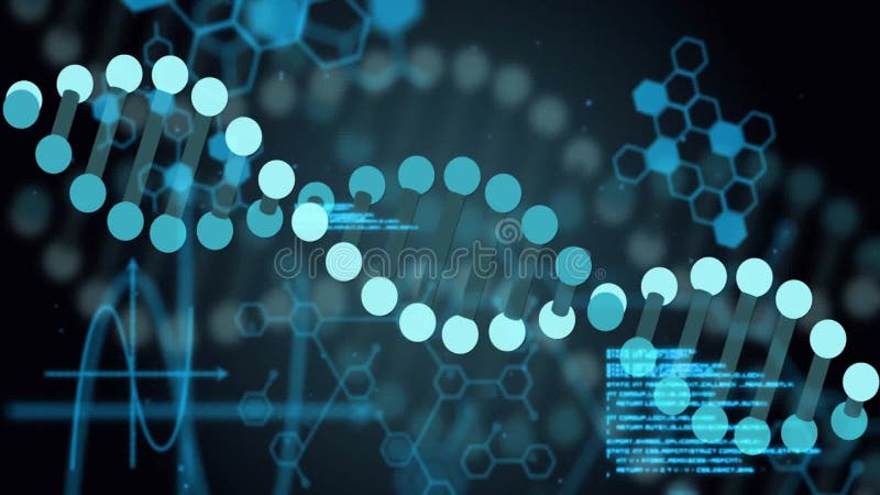 Processing Scientific Data, DNA Strand and Hexagonal Shapes in Animation Stock Video - Video of ...