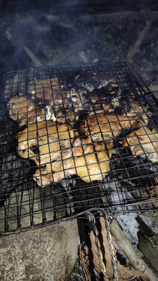 The Processing of Smoked Chicken Meat Stock Image - Image of roasted ...