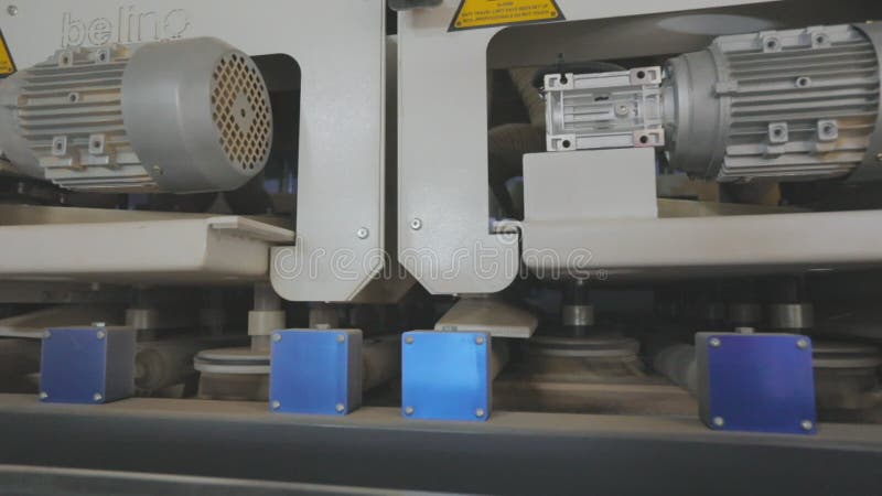 Processing Wood Blanks on a Conveyor Line. Automated Production Line in ...