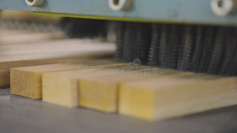 Processing Wood Blanks on a Conveyor Line. Automated Production Line in ...