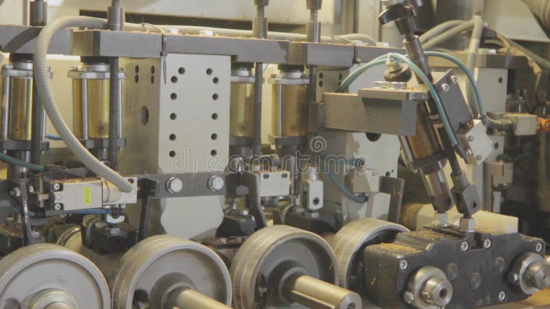 Processing Wood Blanks on a Conveyor Line. Automated Production Line in ...