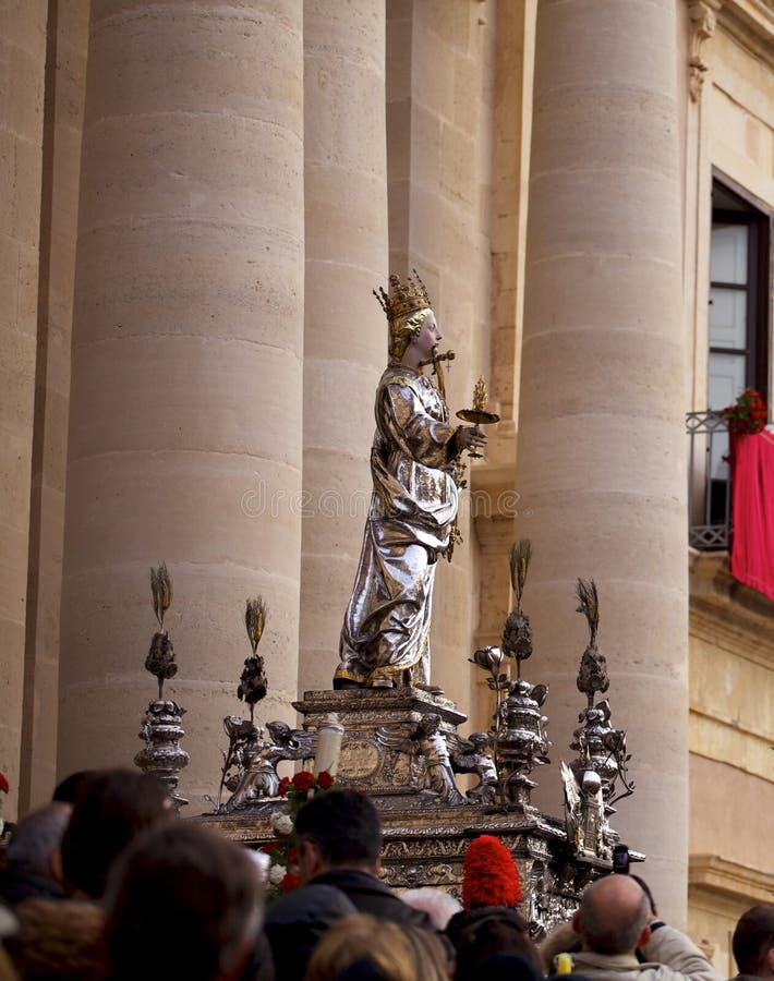Procession of Saint Lucia, Syracuse Editorial Stock Image - Image of ...