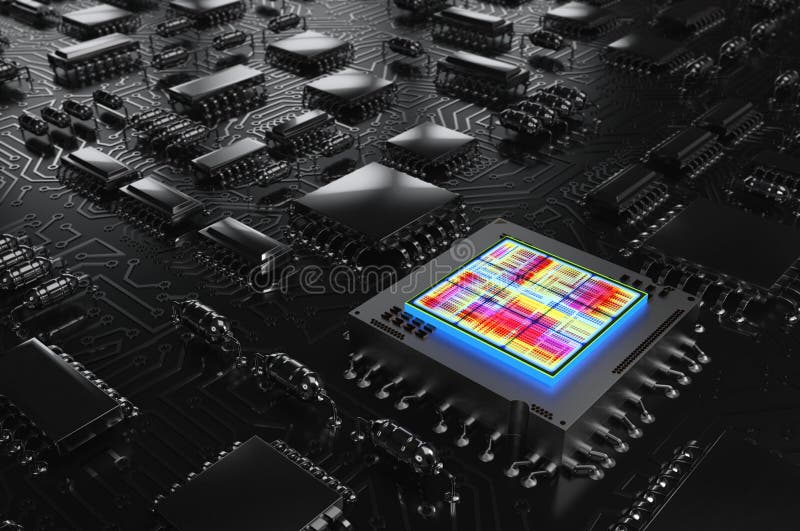 Processor Abstract Background. 3D Illustration Stock Illustration ...