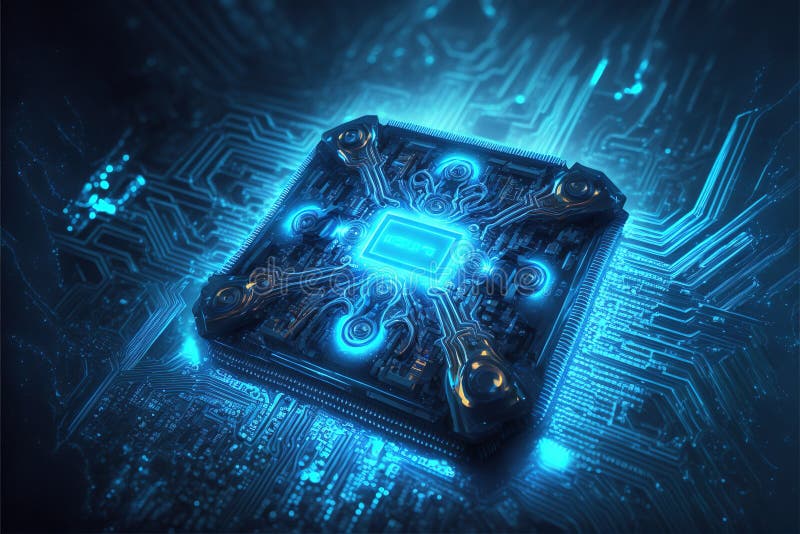 Processor of Artificial Intelligence, Microchips and Magic Light Inside ...