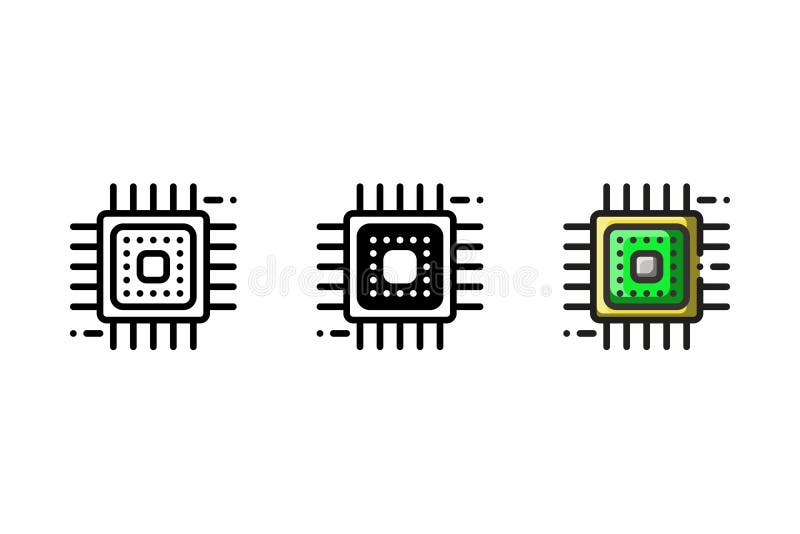 Processor Usage and Load Speed Line Icon. CPU Chip Performance Sensor ...