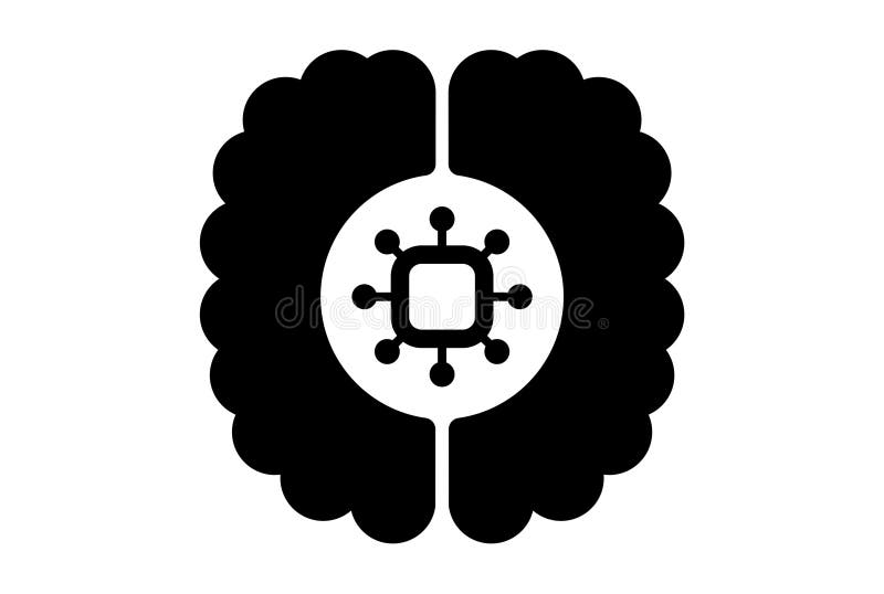 Processor Brain Flat App Icon Minimalist Web Symbol Black Sign Stock ...