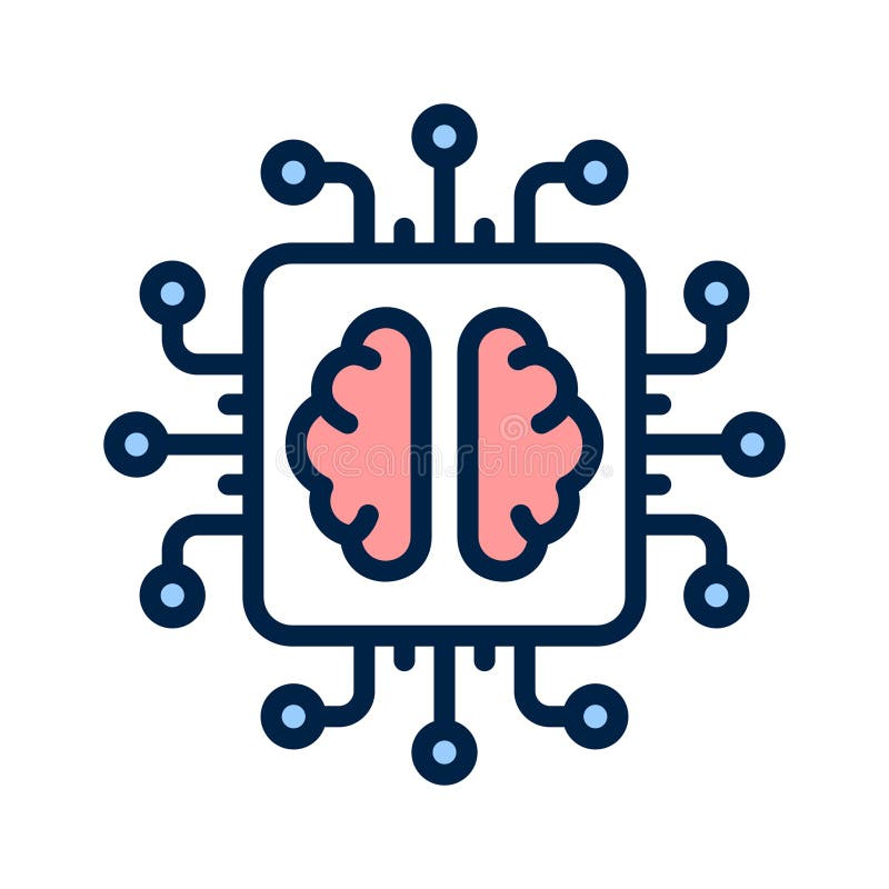 A Processor Chip Brain, Concept of Brain Processor Vector Icon Stock Illustration - Illustration ...