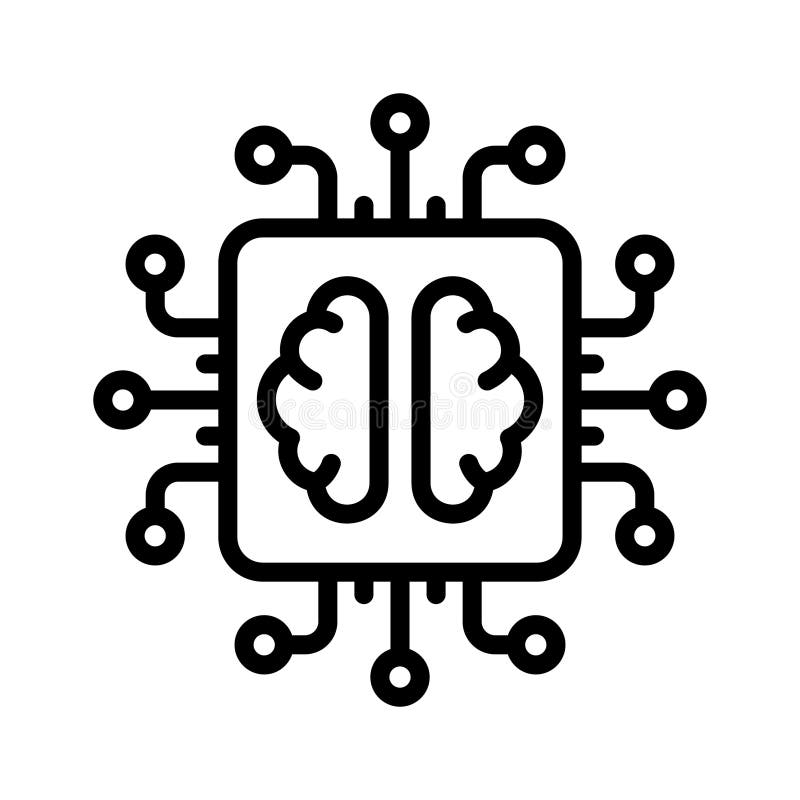 A Processor Chip Brain, Concept of Brain Processor Vector Icon Stock ...