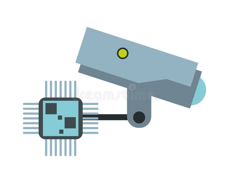 Processor Chip with Cctv Camera Devices Technology Stock Vector ...