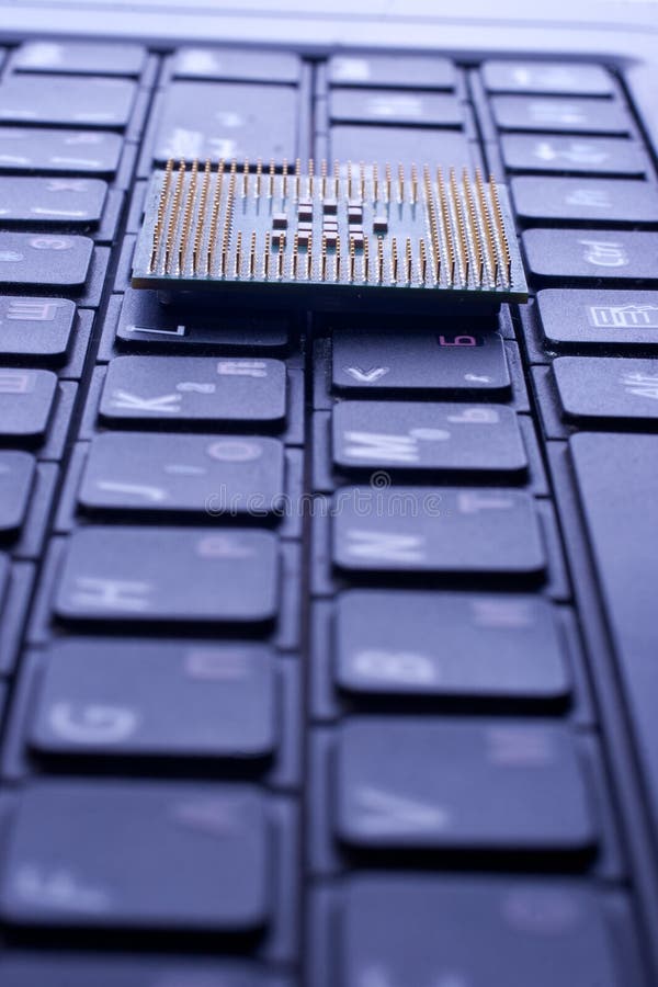 Processor Chip on Computer Keyboard Stock Image - Image of closeup ...