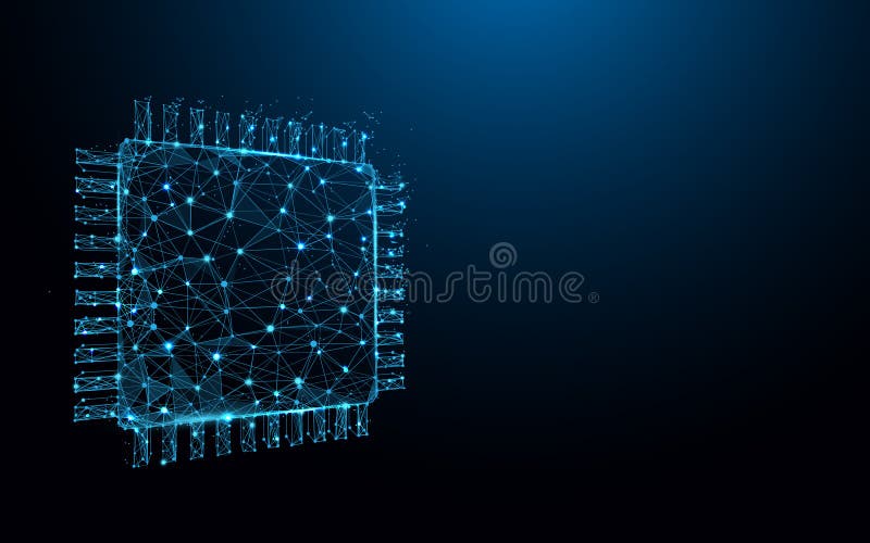 Processor Chip Form Lines, Triangles and Particle Style Design. Stock Vector - Illustration of ...